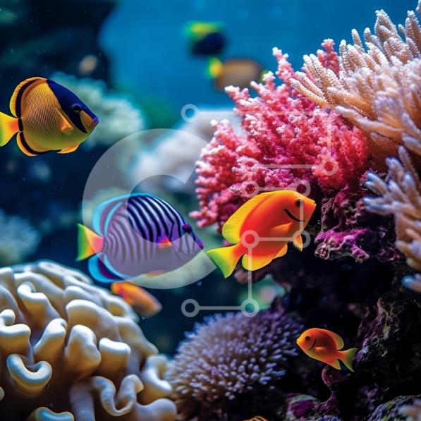 Amazing Picture of a Colorful Coral Reef with Tropical Fish stock photo ...