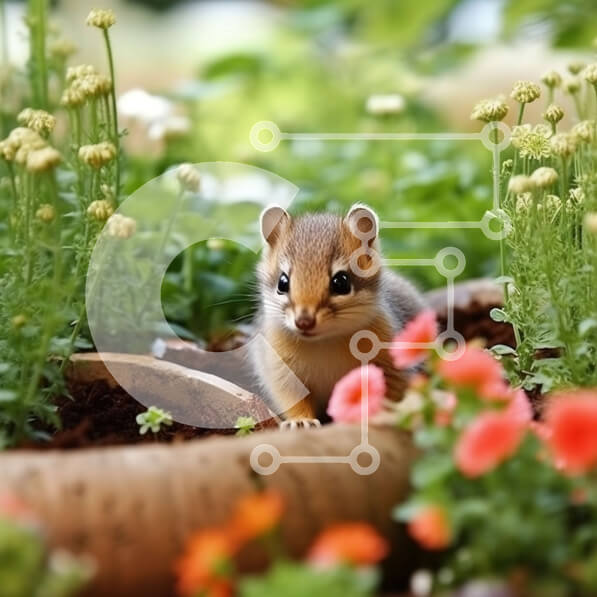 Télécharger Image adorable d'un tamia dans un pot de fleurs avec des ...
