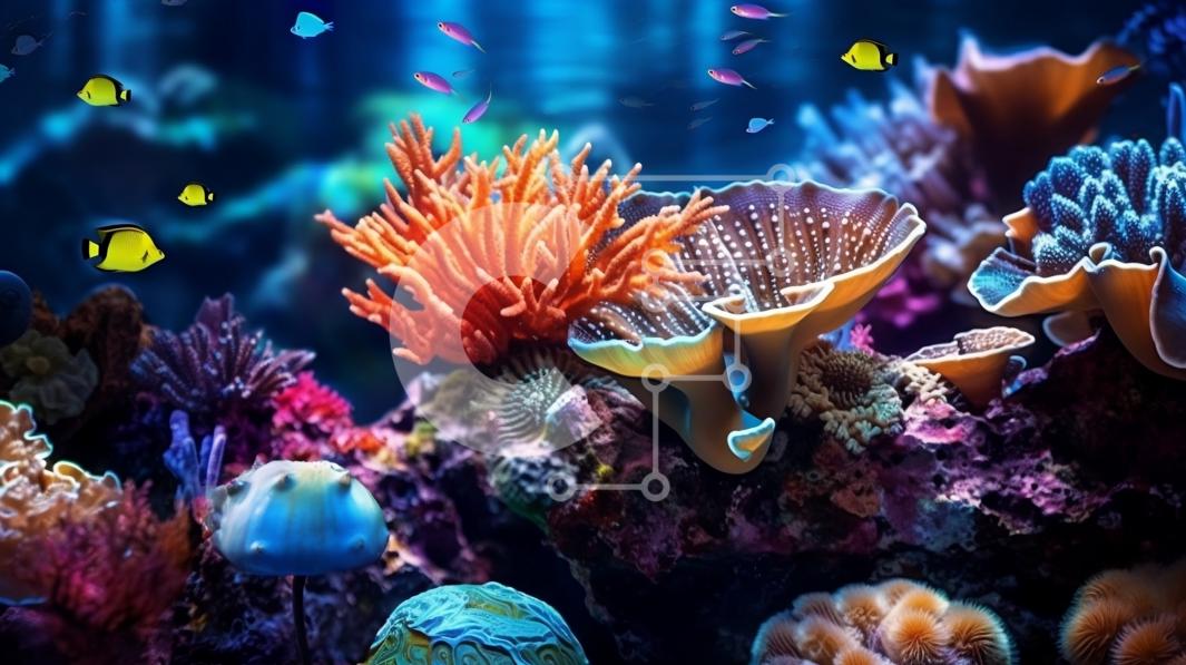 Vibrant Picture of a Coral Reef with Fish and Sea Creatures stock photo ...