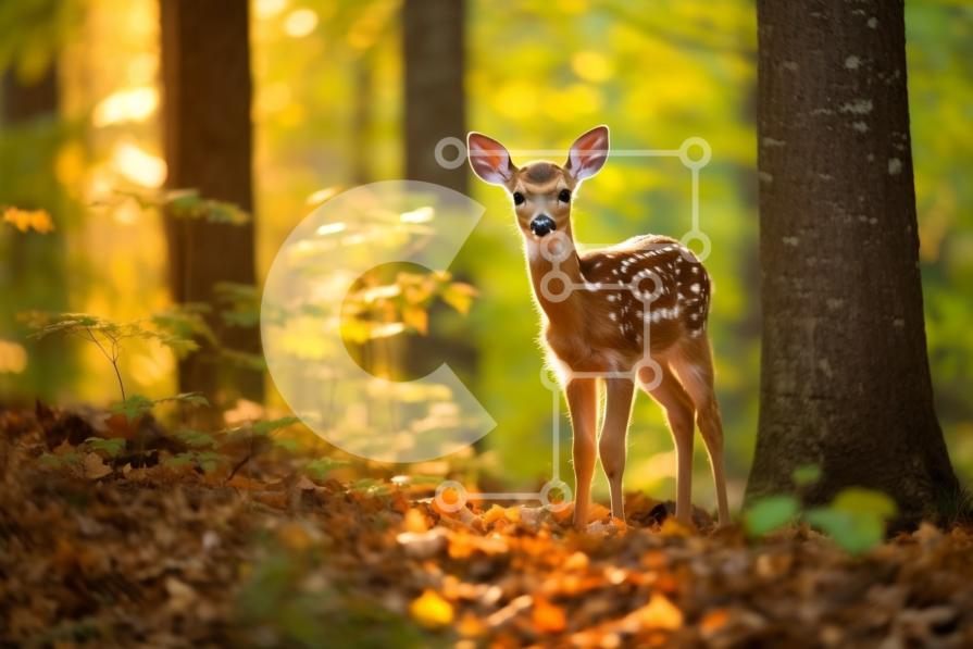 Beautiful Picture of a Fawn in an Autumn Forest stock photo | Creative ...