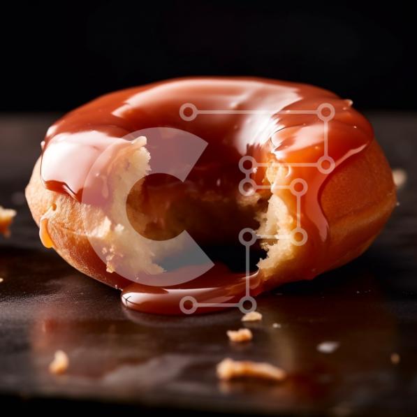 Delicious Glazed Doughnut with a Thick Caramel Sauce stock photo ...