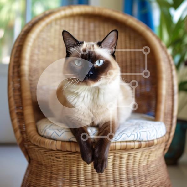 Adorable Picture of Cat Sitting in Wicker Chair stock photo | Creative ...