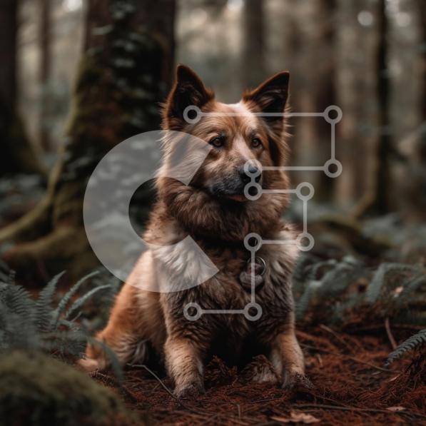 Adorable Dog Sitting in a Forest with a Furry Coat stock photo ...