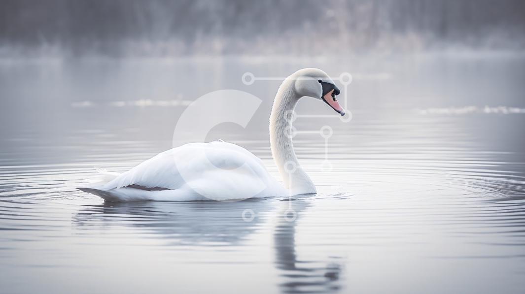 Beautiful Picture of a White Swan in Mountain Lake stock photo ...