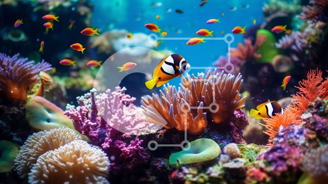 Descarga Imagen vibrante de un arrecife de coral con peces en el océano ...