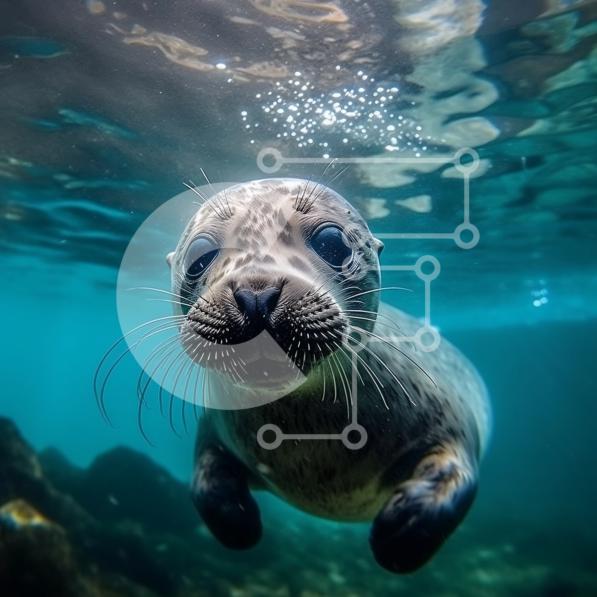 Imagem de Close-up de uma Foca Saudável e Feliz Subaquática banco de ...