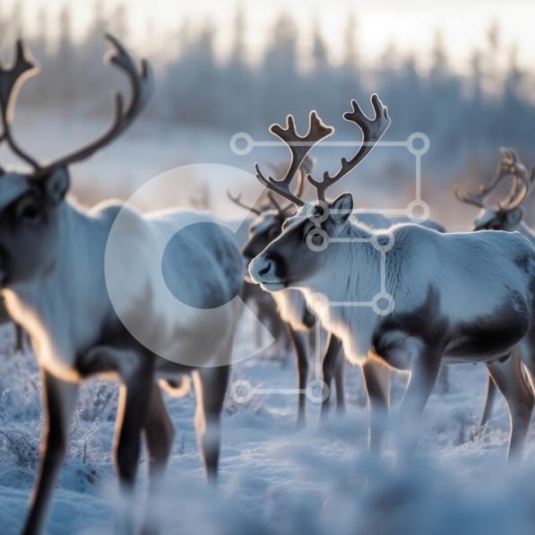Beautiful Picture of Reindeer Grazing in the Snow stock photo ...