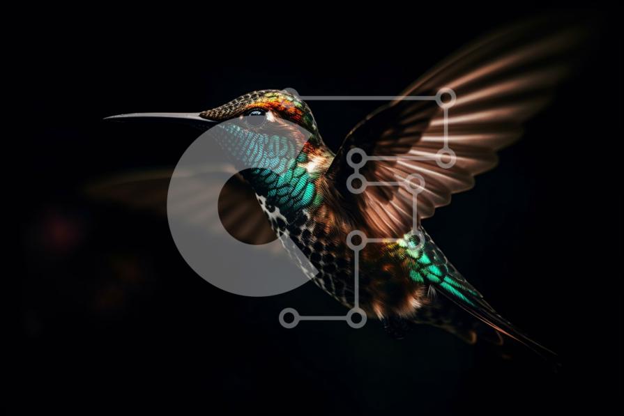 Beautiful Picture of a Colorful Hummingbird in Flight stock photo ...