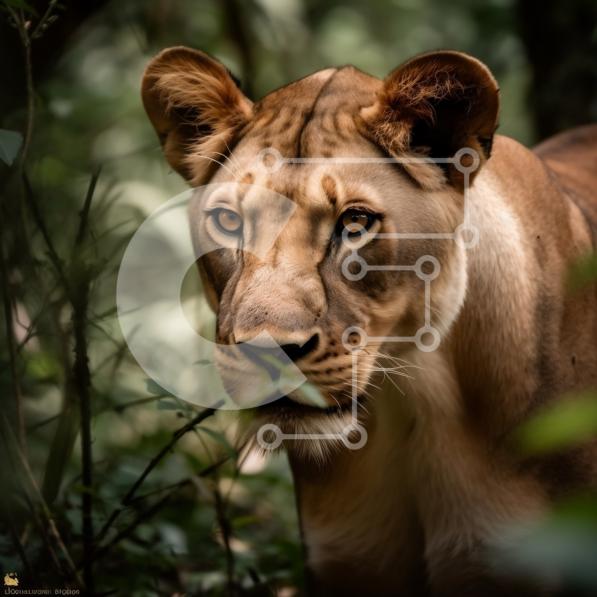 Powerful and Majestic Lioness in the Jungle stock photo | Creative Fabrica