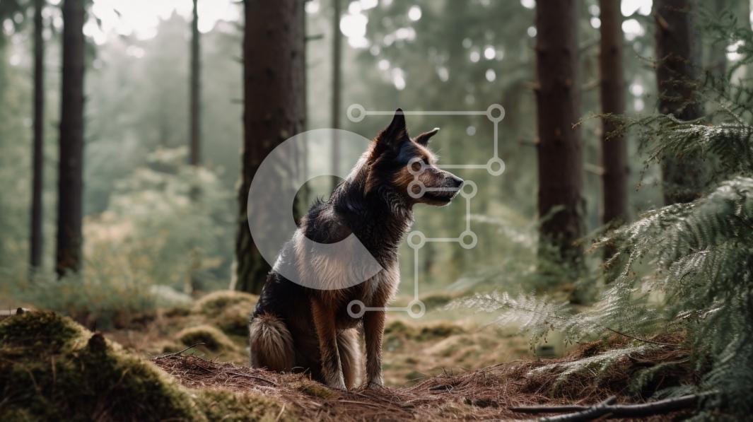 Beautiful Picture of German Shepherd Dog in Lush Forest Clearing stock ...