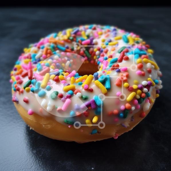 Delicious Glazed Doughnut with Multicolored Sprinkles stock photo ...