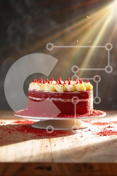 Delicious Red Velvet Cake with Smooth White Frosting and Colorful ...