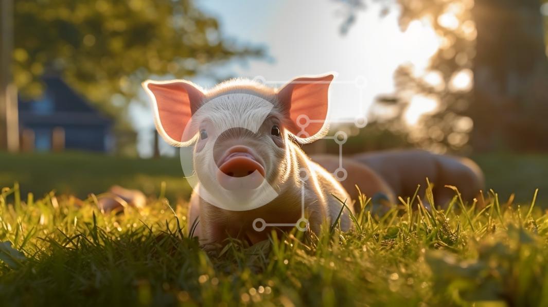 Adorable Picture of a Small Pig Relaxing in the Sun stock photo ...