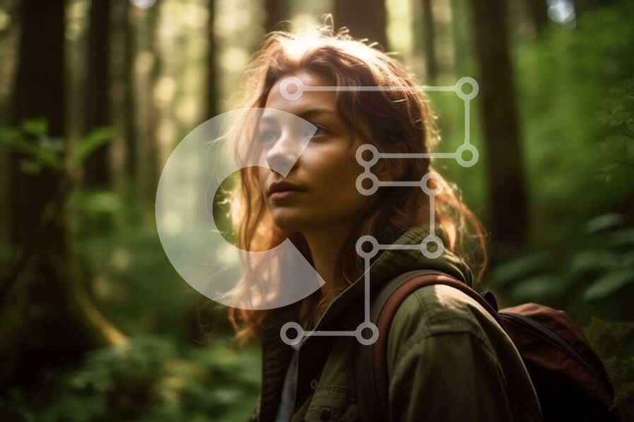 Download Beautiful Picture of a Woman Contemplating Nature in a Dense ...