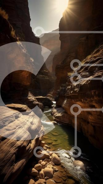 Image époustouflante d'un canyon avec une rivière et des murs de roche ...