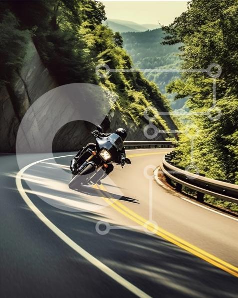 Adventurous Motorcycle Ride in the Mountains stock photo | Creative Fabrica