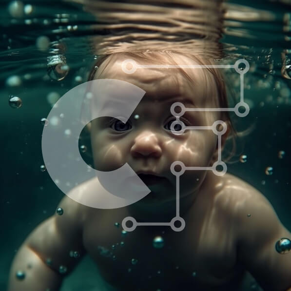 Adorable Picture of a Baby Swimming Underwater in a Clear Pool stock ...
