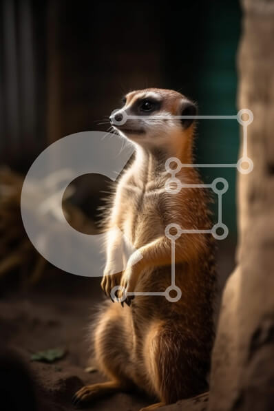 Adorable Meerkat standing on hind legs stock photo | Creative Fabrica