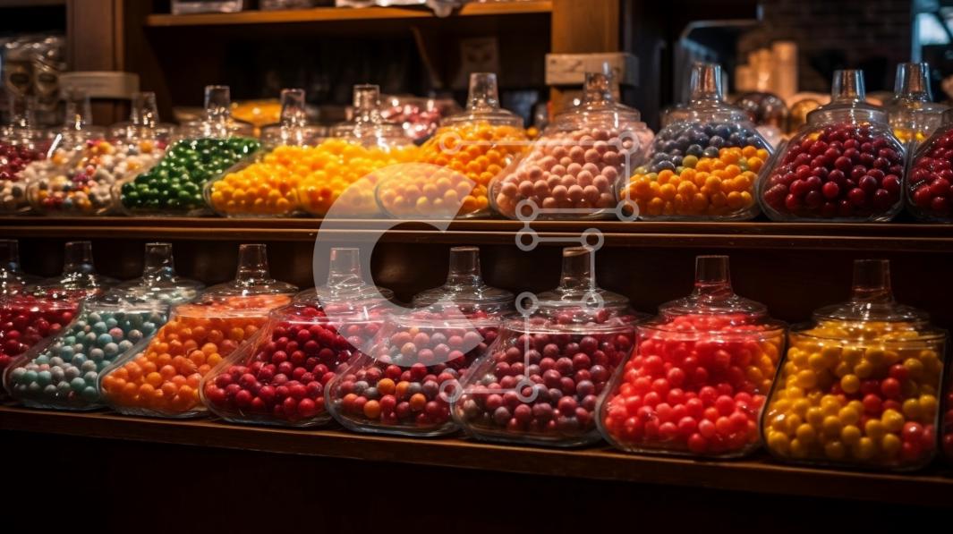 Colorful Picture of Assorted Candy in a Display Case stock photo ...