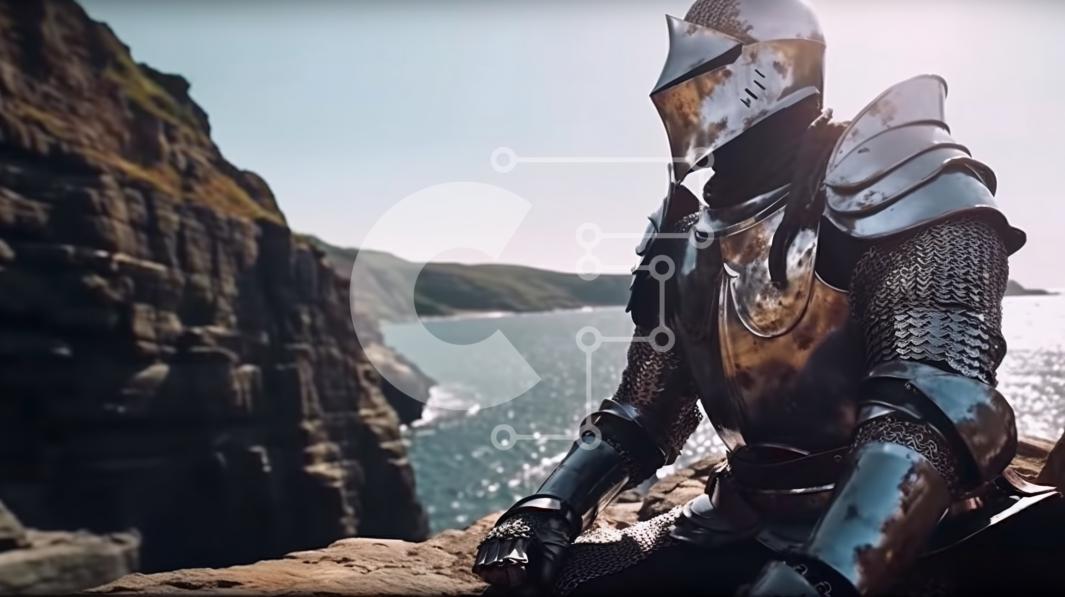 Beautiful Picture of a Knight in Armor with Ocean View stock photo ...