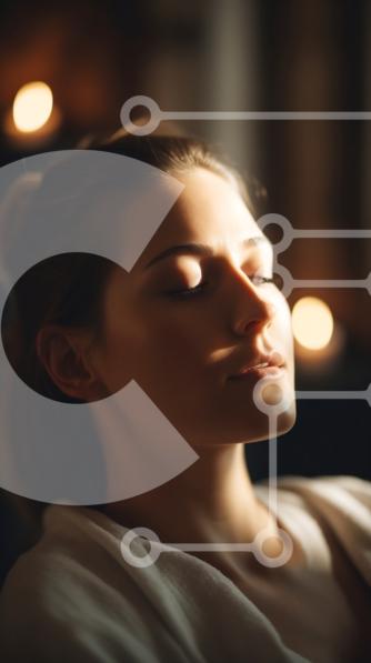 Spa Therapy with a Relaxing Woman in a White Robe Surrounded by Candles ...