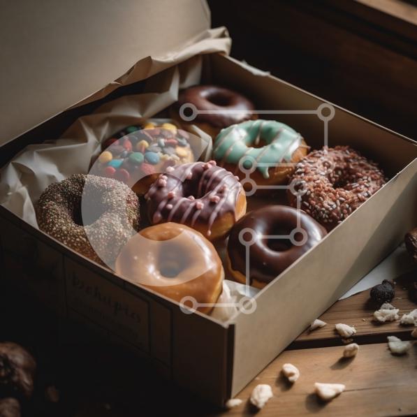 Variety of Delicious Doughnuts in a Box stock photo | Creative Fabrica