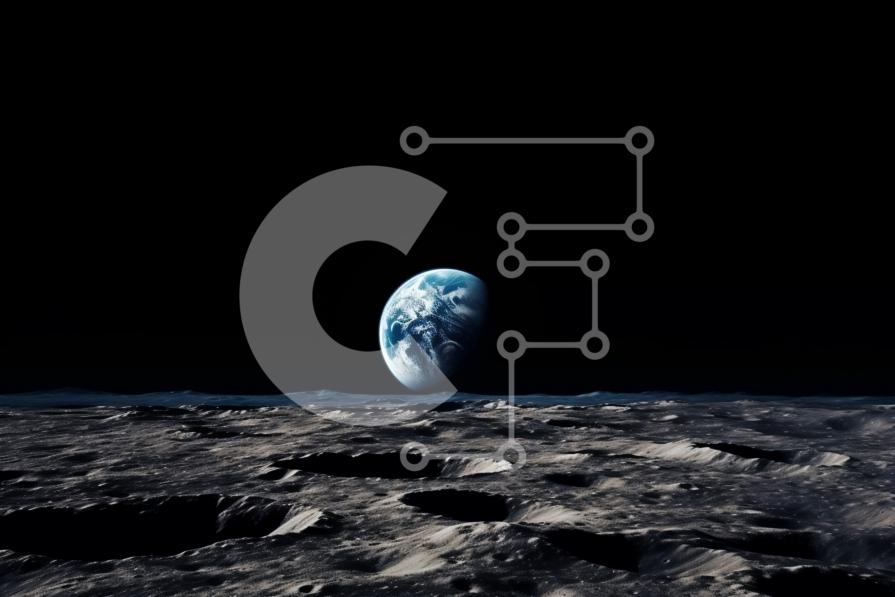 Imagem em preto e branco da Terra vista a partir da superfície da Lua ...