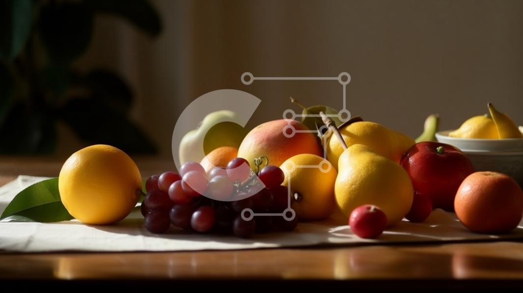 Assorted Fruits on a Table stock photo | Creative Fabrica