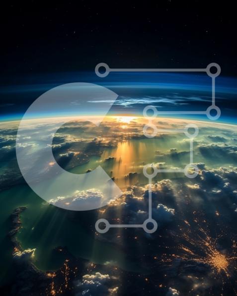 Stunning Sunset View of Earth from Space stock photo | Creative Fabrica