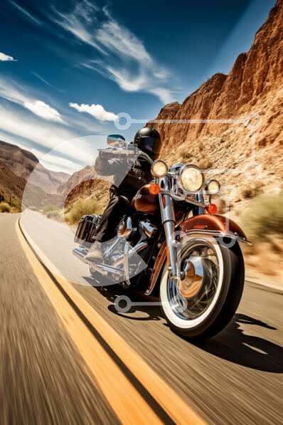 Download Scenic Motorcycle Ride on a Desert Road with Mountains in the ...