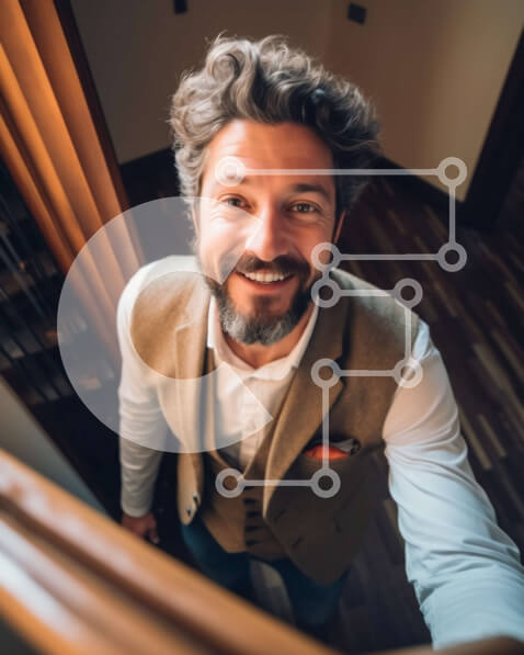 Download Professional Man in Vest and Tie Smiling on Staircase ...