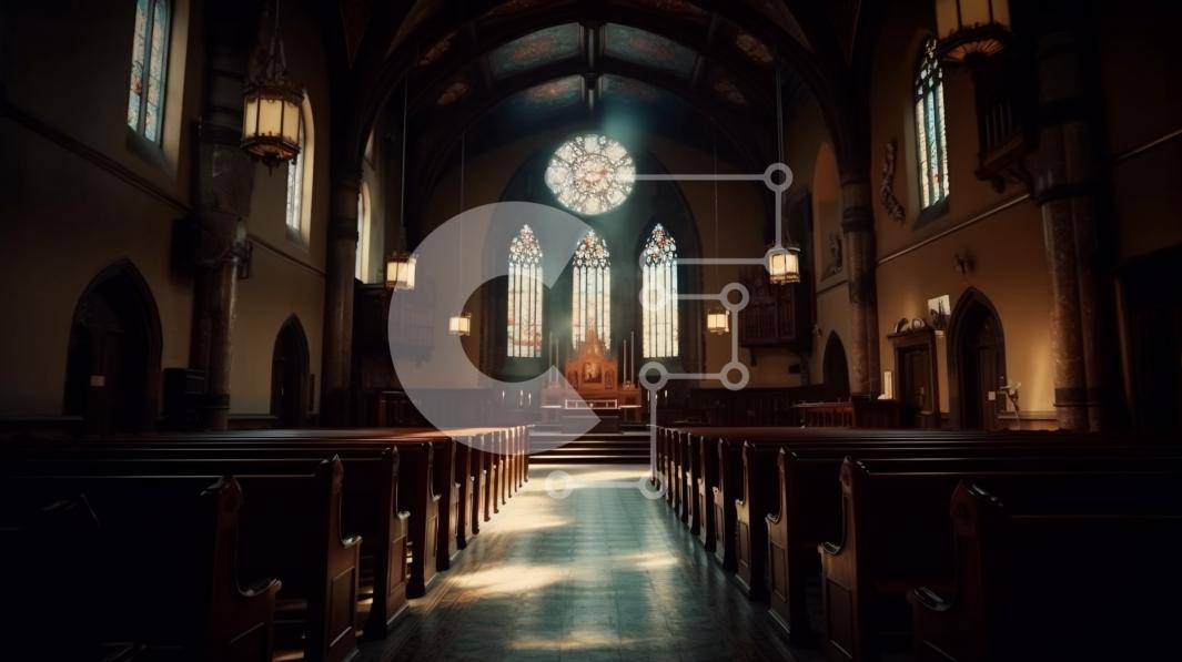 Beautiful Picture of a Church Interior with Stained Glass Windows stock ...