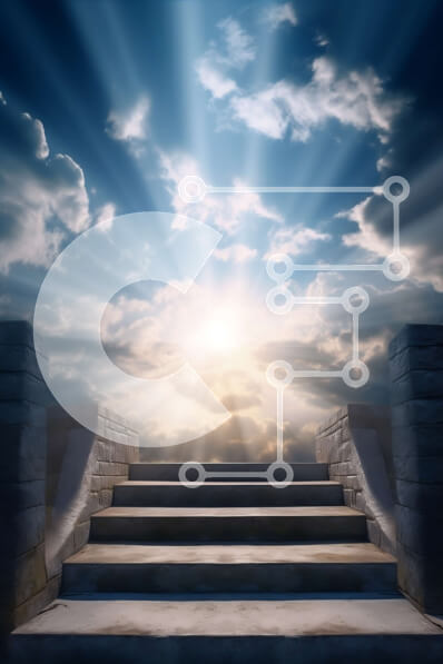Download Staircase to the Sky with Bright Sun Background Stockphotos ...