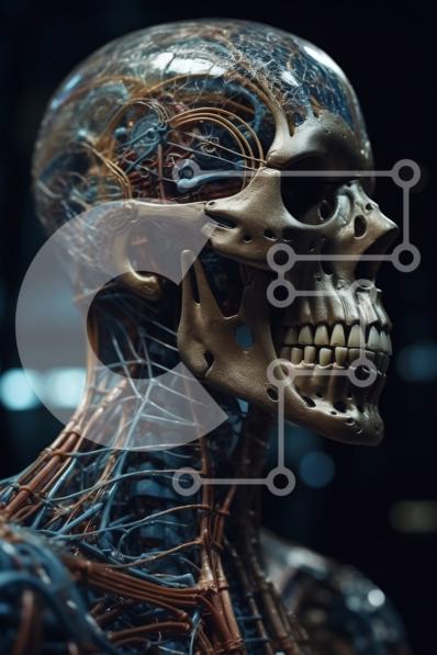 Intricately Wired Human Skull Stock Photo stock photo | Creative Fabrica