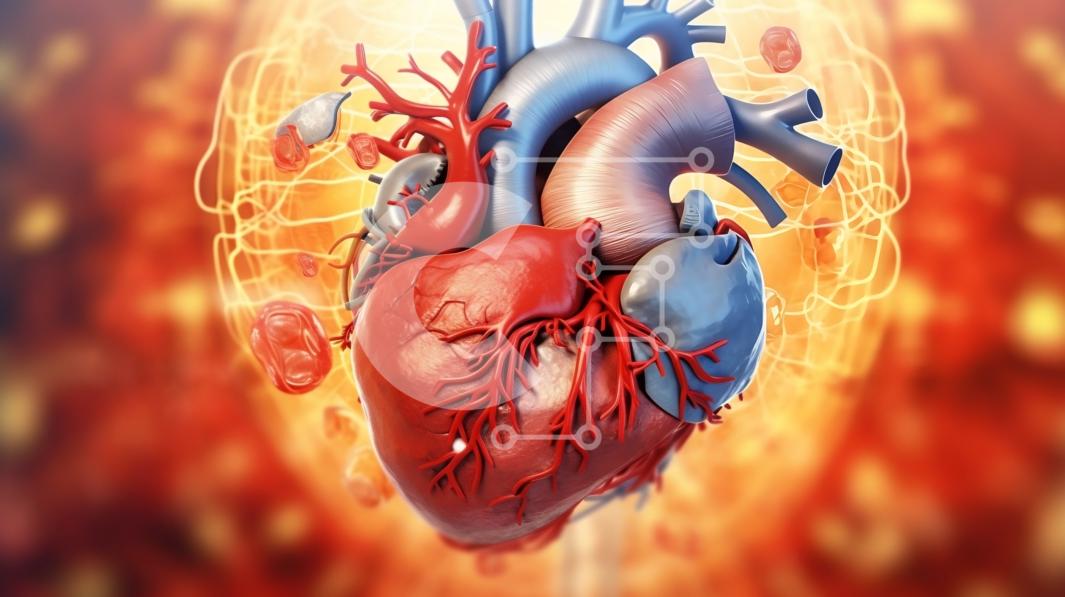 Detailed image of the human heart with its four chambers and ...