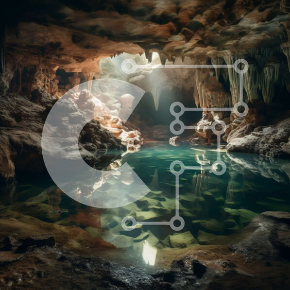 Spectacular underground cave with a crystal clear turquoise pool stock ...