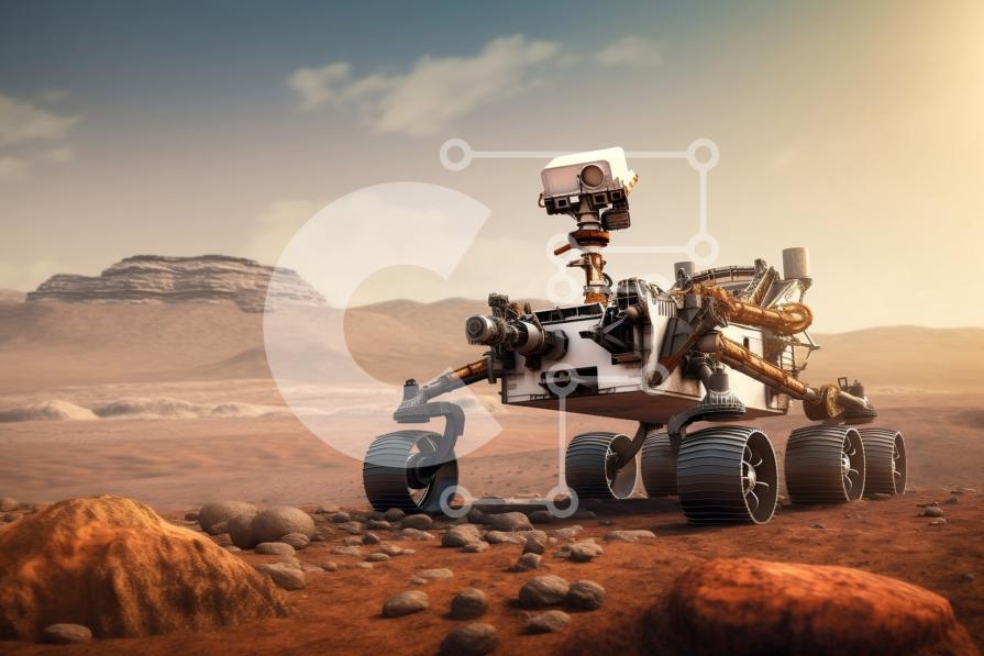 Amazing Image of Rover on Mars Surface with Sunset stock photo ...