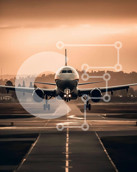 Boeing 747 taking off from airport runway at sunset stock photo ...