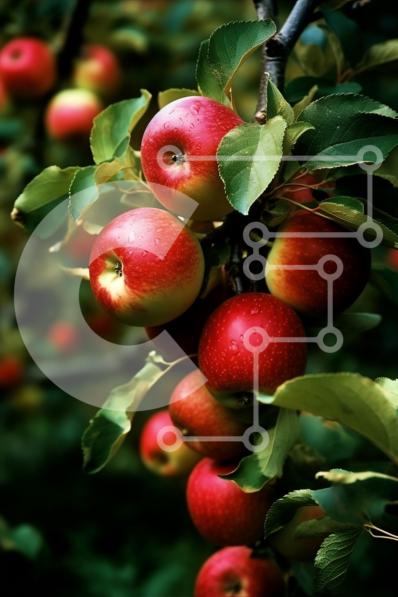 Group of Red Apples on a Tree Branch stock photo | Creative Fabrica