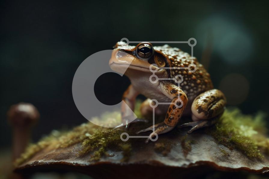 Small Brown Frog Sitting on Mossy Log in Forest stock photo | Creative ...