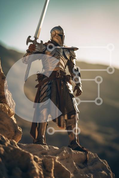 Beautiful Picture of a Knight in Armor with a Sunset Background stock ...