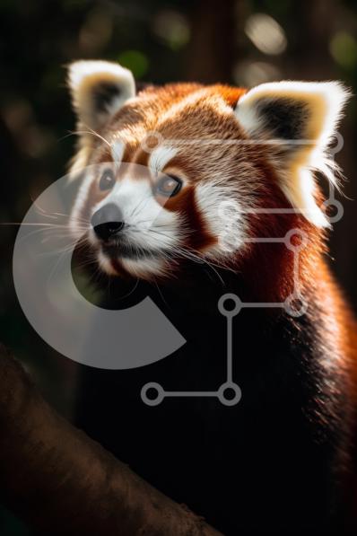 Adorable Red Panda Sitting on a Tree Branch in a Forest stock photo ...