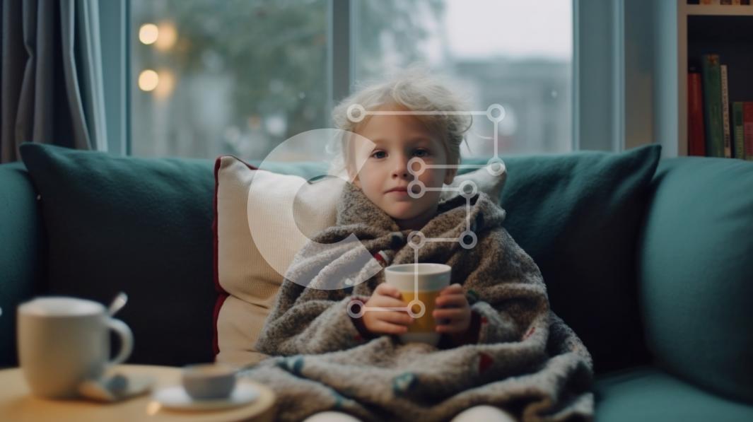 Cozy Picture of Young Girl Drinking Coffee and Looking Out Window stock ...