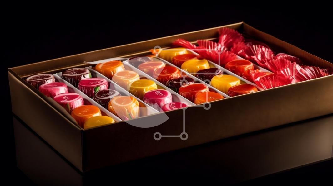 Assorted Candy in a Box - Gummy Bears, Lollipops, Chocolates stock ...