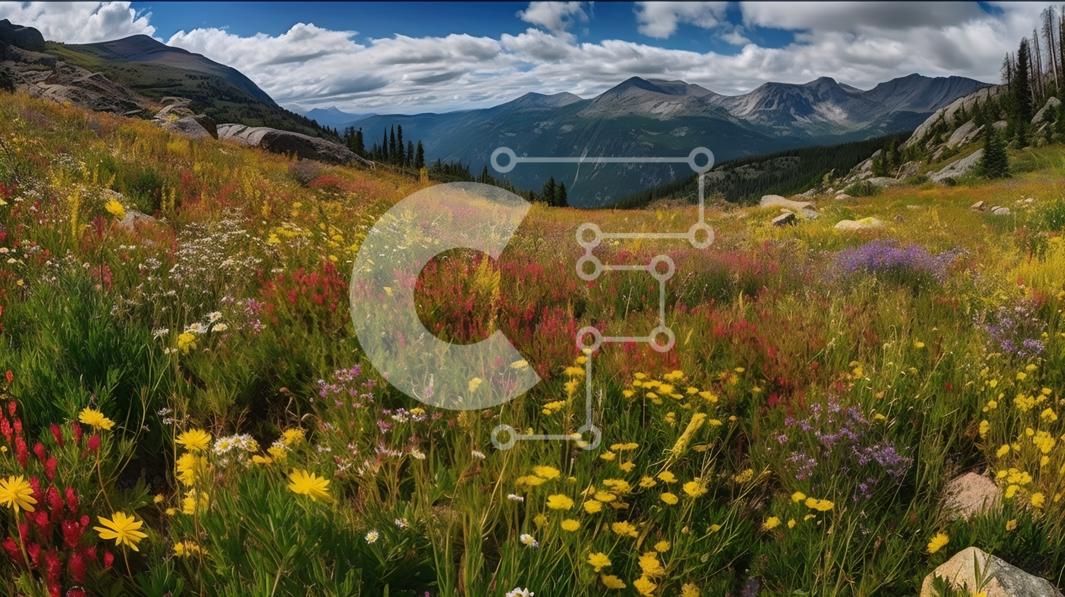 Beautiful Picture of a Wildflower Meadow with Mountains in the ...