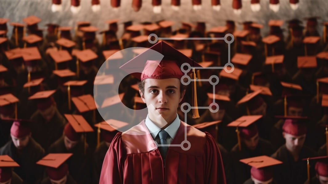 Download Exciting Moment of a Young Man in Red Gown and Mortarboard at ...