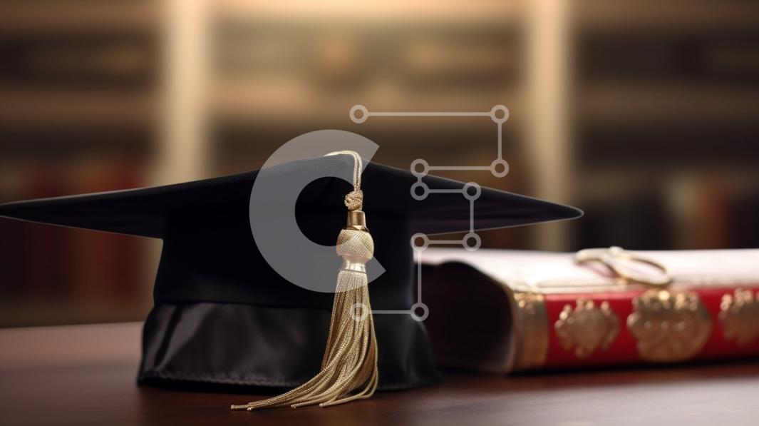 Graduation Cap and Tassel on a Wooden Table in Front of a Window stock ...