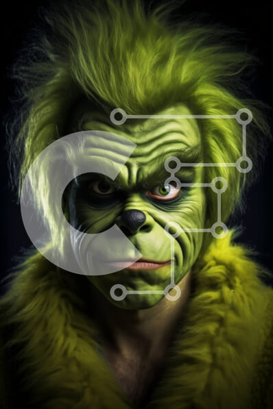 Green Furry Monster with Yellow Eyes and Sharp Teeth stock photo ...