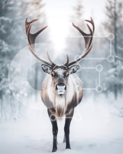 Beautiful Picture of a Reindeer in Snowy Forest stock photo | Creative ...