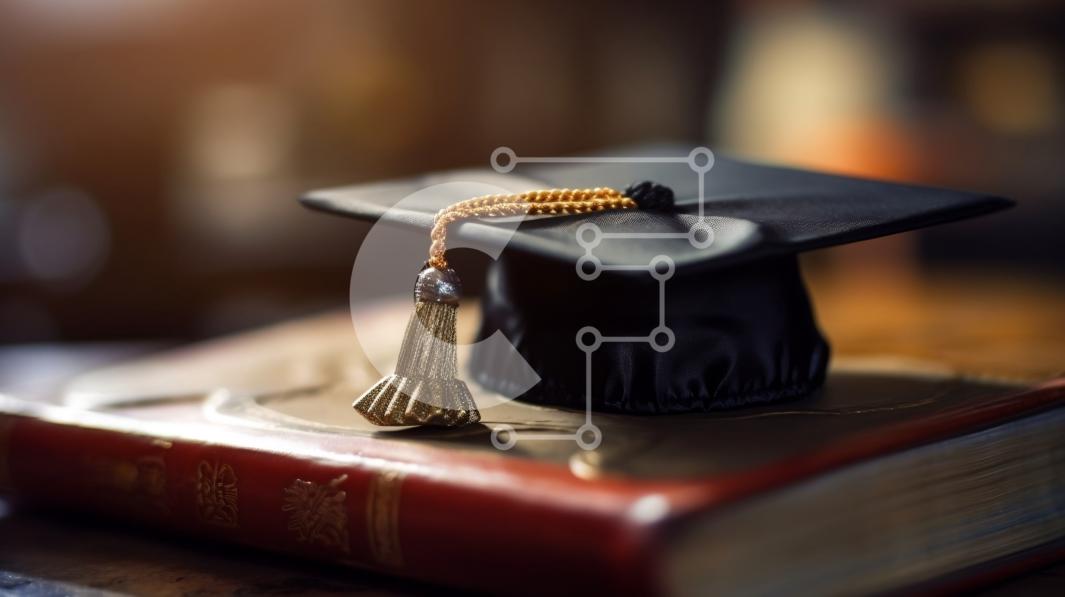 Graduation Cap on Open Book - Educational Concept stock photo ...